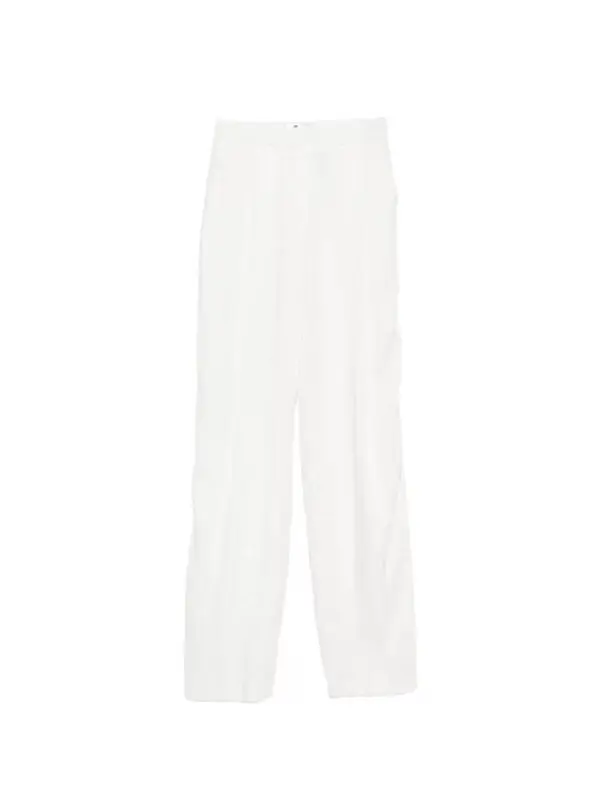 Elisabetta Franchi Pleated Ivory Trousers - White