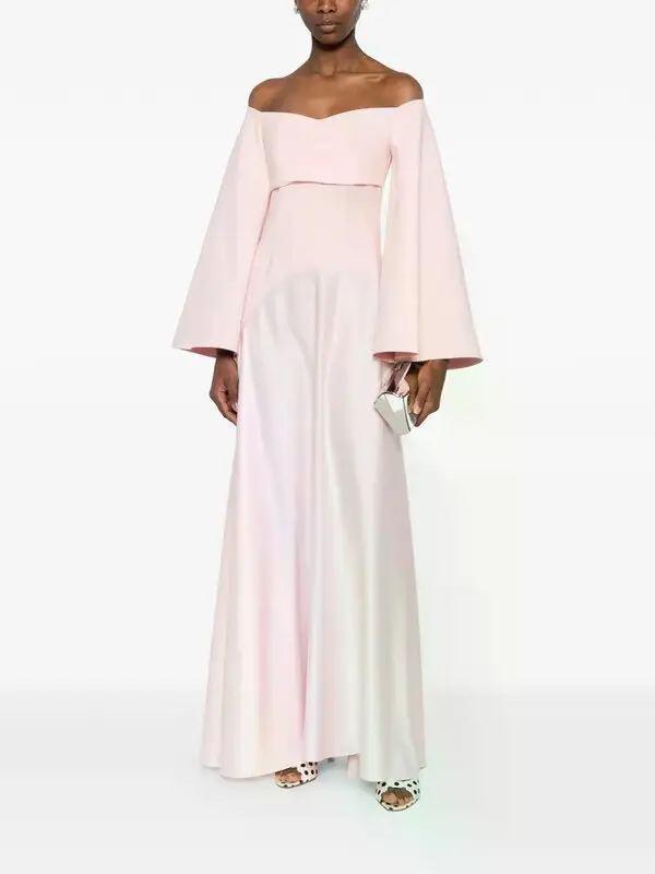 Solace London Rina Flared-sleeve Maxi Dress - Pink