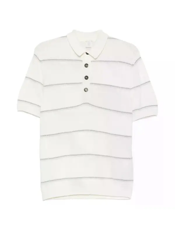 Eleventy Striped Polo Shirt - White