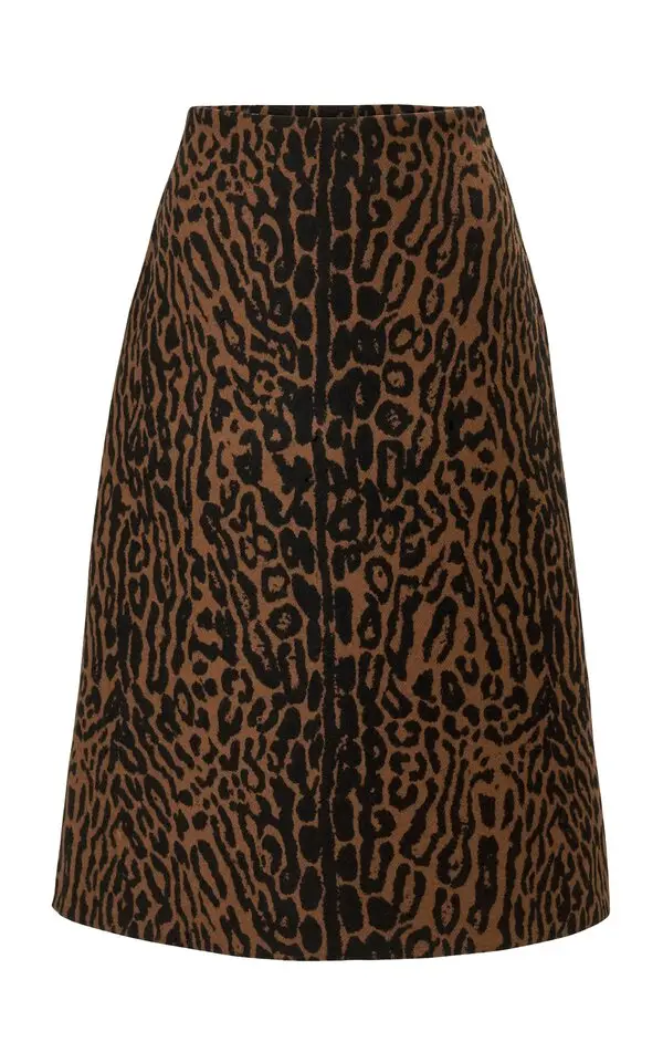 Carolina Herrera Leopard Jacquard Knee-length Skirt