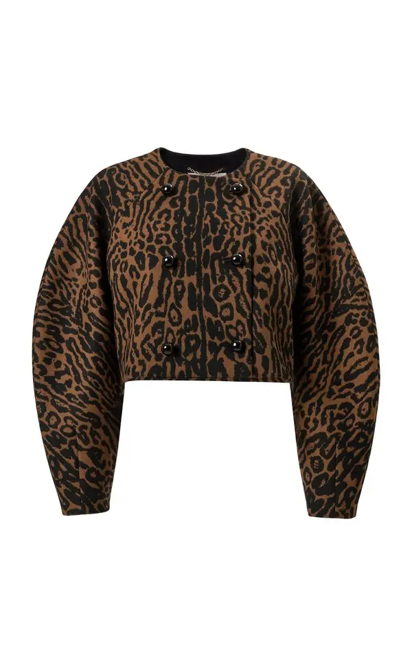 Carolina Herrera Leopard Jacquard Cocoon Jacket