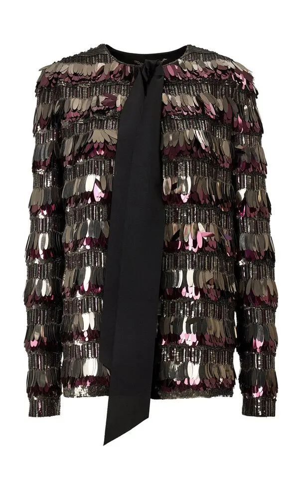 Carolina Herrera Sequined Silk Double Georgette Jacket