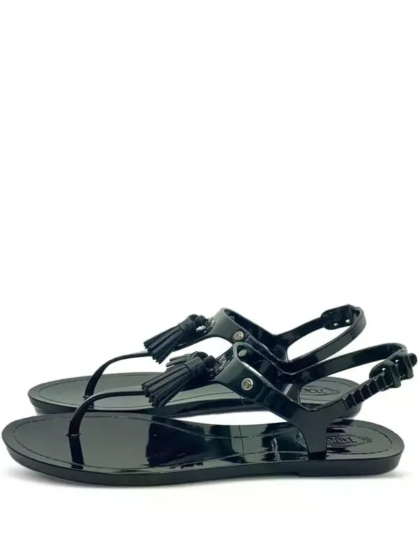TOD'S Tassel-embellished Flat Sandals - Black