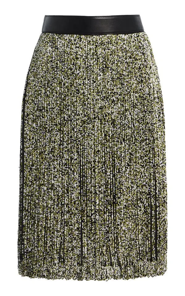 Brandon Maxwell The Juno Bead-embroidered Knee-length Skirt