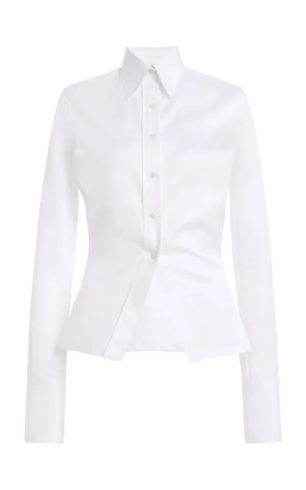 Brandon Maxwell The Ceci Split-hem Satin-cotton Button-down Shirt