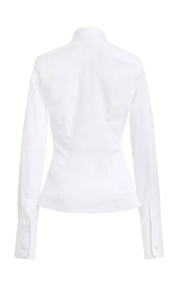 Brandon Maxwell The Ceci Split-hem Satin-cotton Button-down Shirt