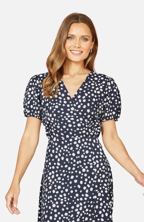 YUMI Spot Print Midi Tea Dress