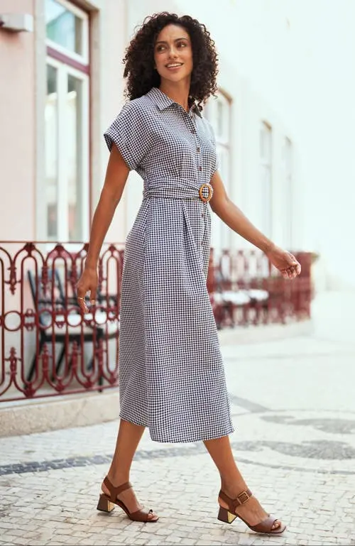 YUMI Gingham Relaxed Shirt Dress