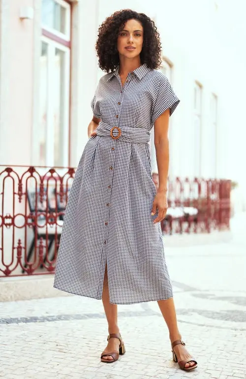 YUMI Gingham Relaxed Shirt Dress