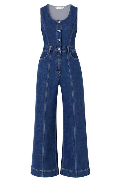 YUMI Denim Fitted Jumpsuit