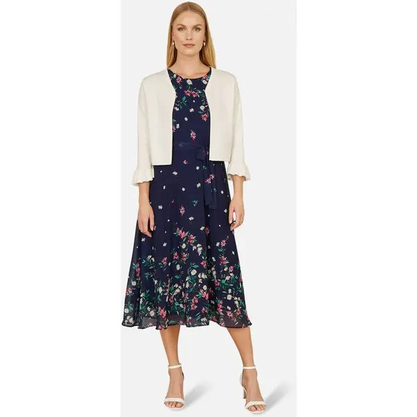 YUMI Bell Sleeves Cropped Cardigan - Ivory