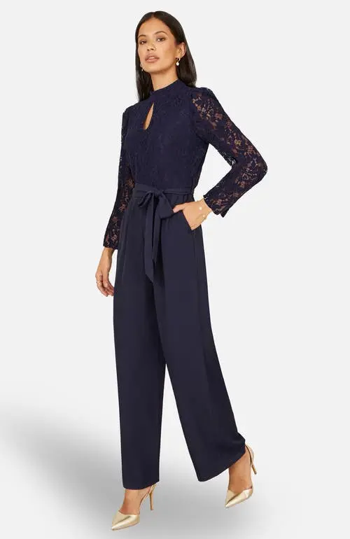 YUMI Lace Applique Jumpsuit
