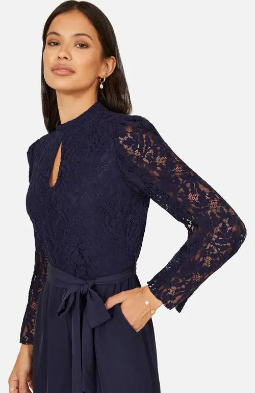 YUMI Lace Applique Wide Leg Jumpsuit