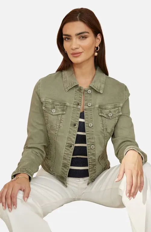 YUMI Stretch Cotton Denim Jacket - Green
