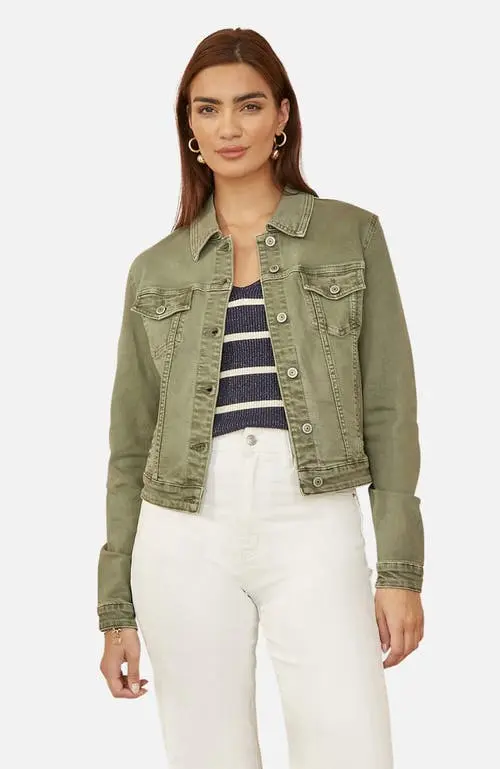 YUMI Stretch Cotton Denim Jacket - Green