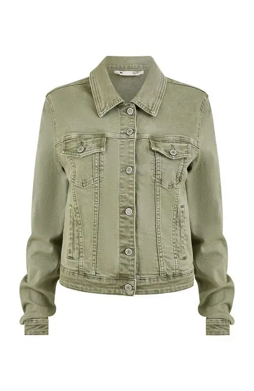 YUMI Stretch Cotton Denim Jacket - Green