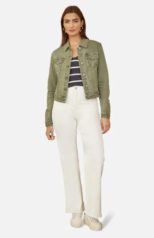 YUMI Stretch Cotton Denim Jacket - Green