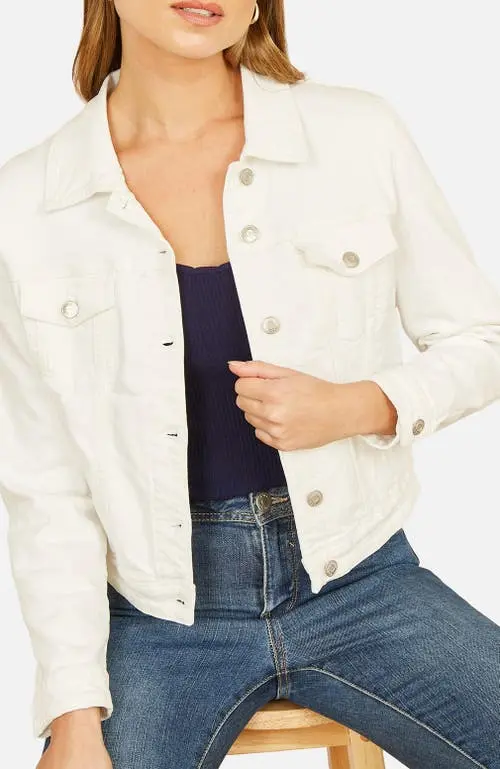 YUMI Stretch Cotton Denim Jacket - White