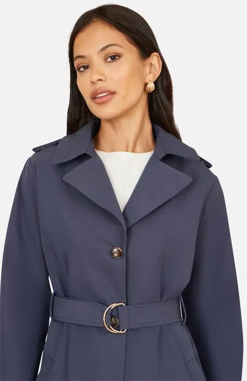 YUMI Belted Long Trench Coat