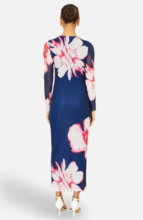 YUMI Long Sleeve Mesh Maxi Dress