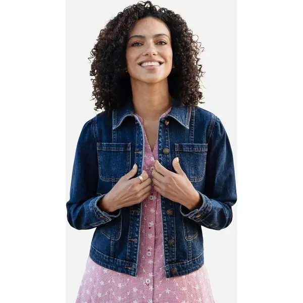 YUMI Stretch Denim Pocket Detail Jacket - Blue