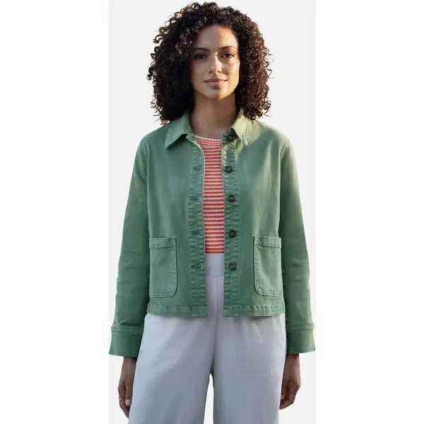 YUMI Canvas Patch Pocket Jacket - Green