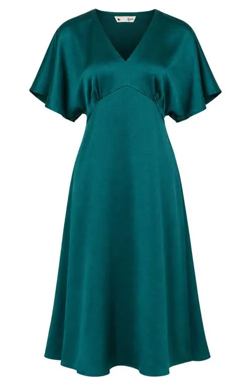 YUMI Satin Midi Dress - Green