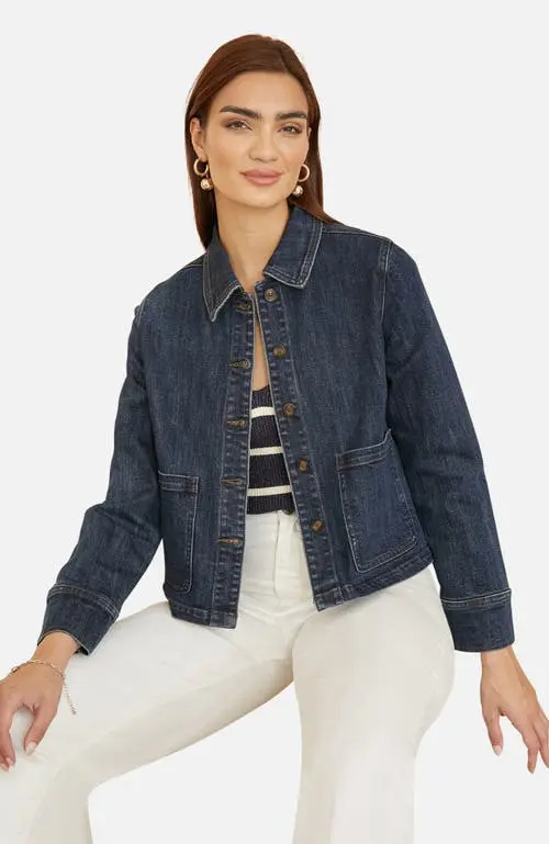 YUMI Denim Jacket With Patch Pockets - Blue