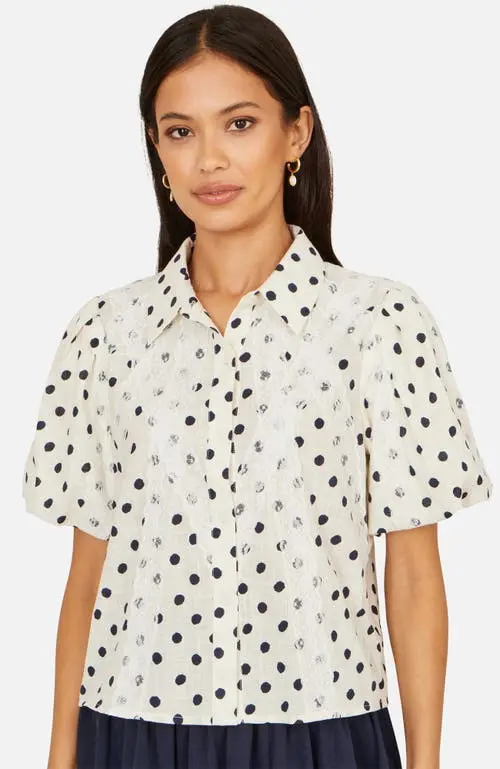 YUMI Polka Dot Lace Shirt