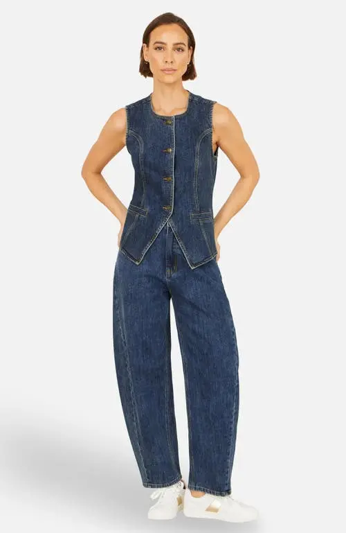 YUMI Stretch Long Denim Waistcoat