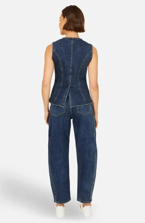 YUMI Stretch Long Denim Waistcoat