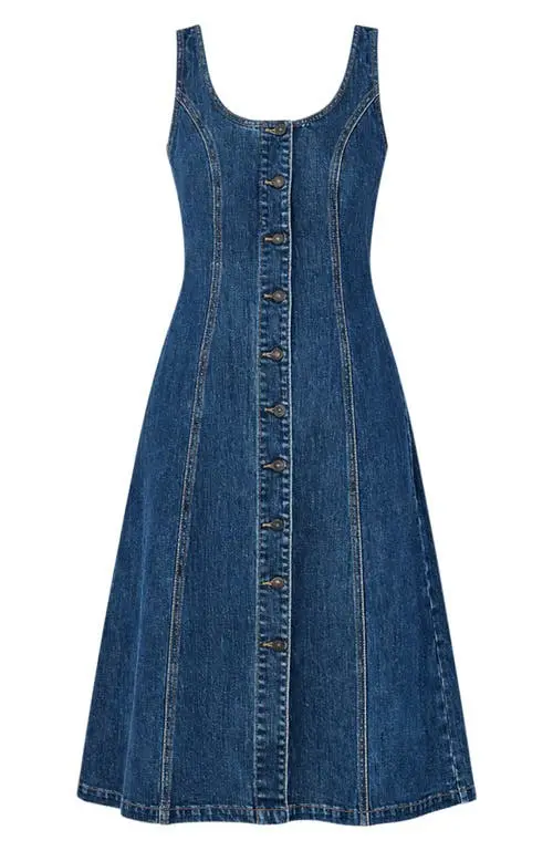 YUMI Stretch Denim Panel Fitted Dress