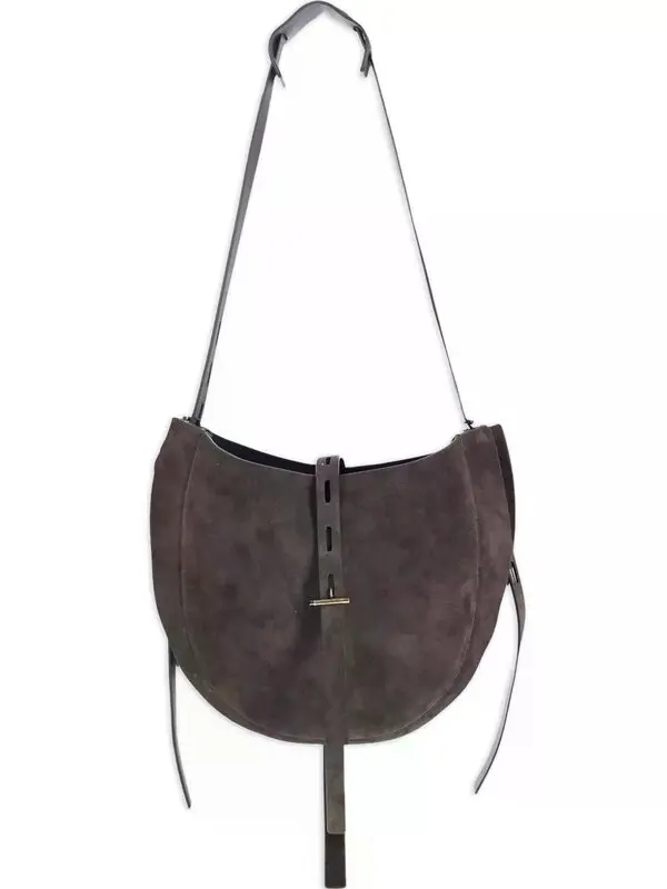 MINOBOSSI Crescent-shaped Suede Shoulder Bag - Brown