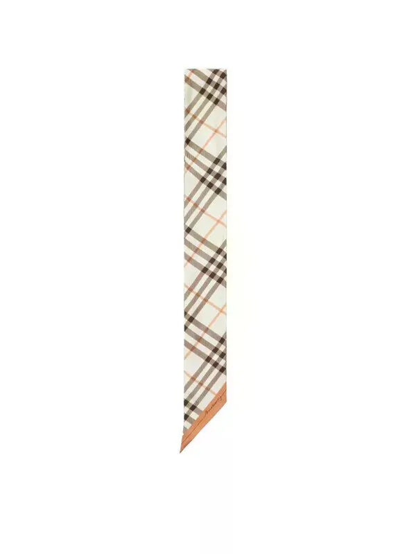 Burberry Skinny Contrast Check Silk Scarf - Neutrals
