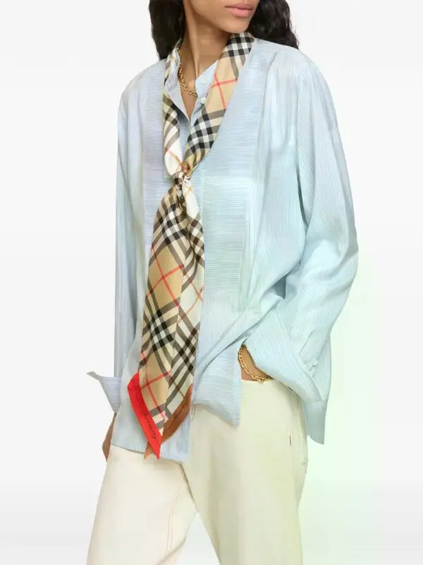Burberry Skinny Contrast Check Silk Scarf - Neutrals