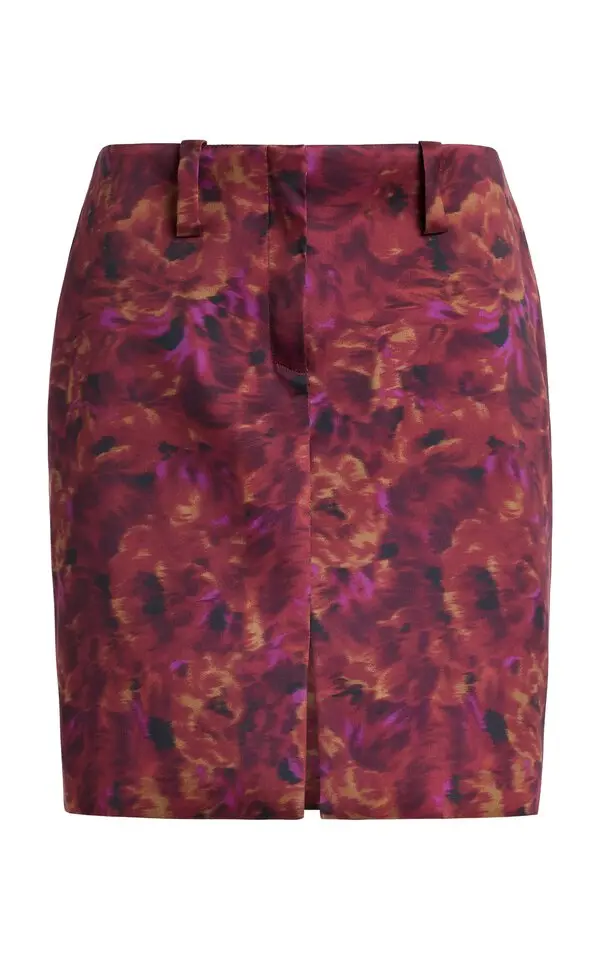 Brandon Maxwell The Lex Floral Stretch-mikado Mini Skirt - Red