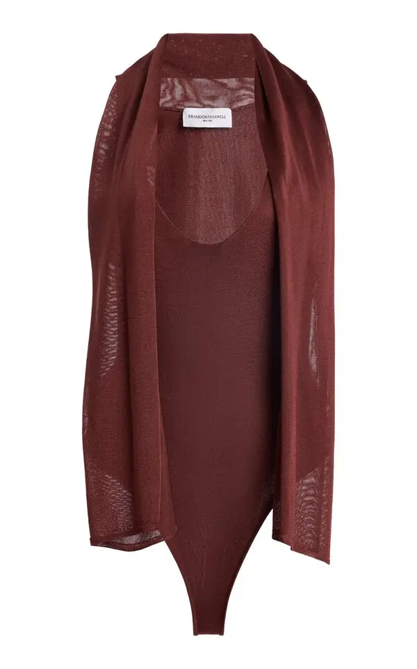Brandon Maxwell Capri Scarf-detailed Bodysuit - Burgundy