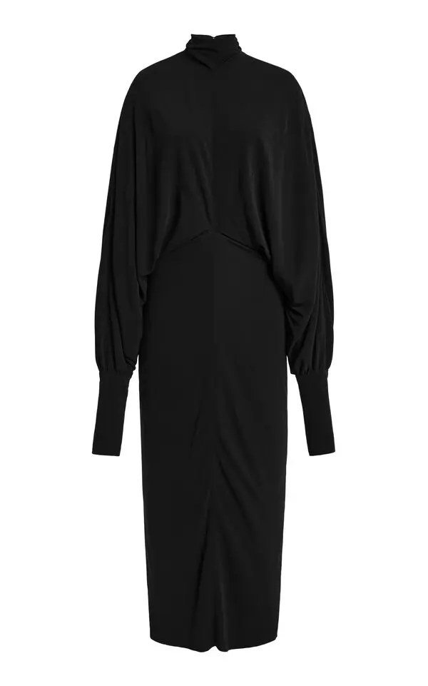 Brandon Maxwell The Helena Dolman-sleeve Midi Dress - Black