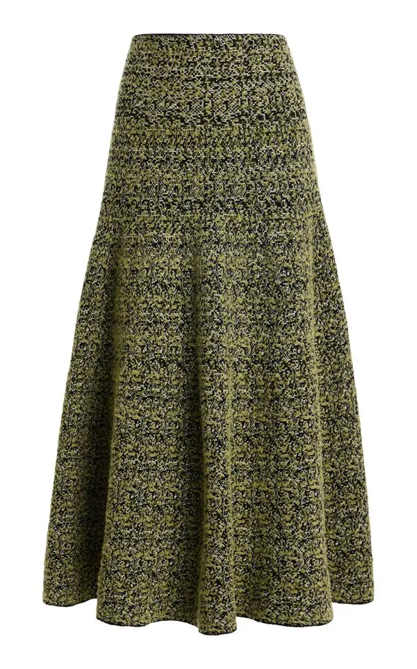 Brandon Maxwell The Miller Structured Wool-jacquard Midi Skirt - Green