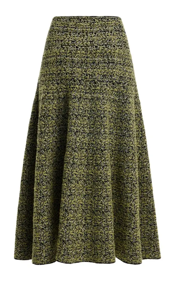Brandon Maxwell The Miller Structured Wool-jacquard Midi Skirt - Green