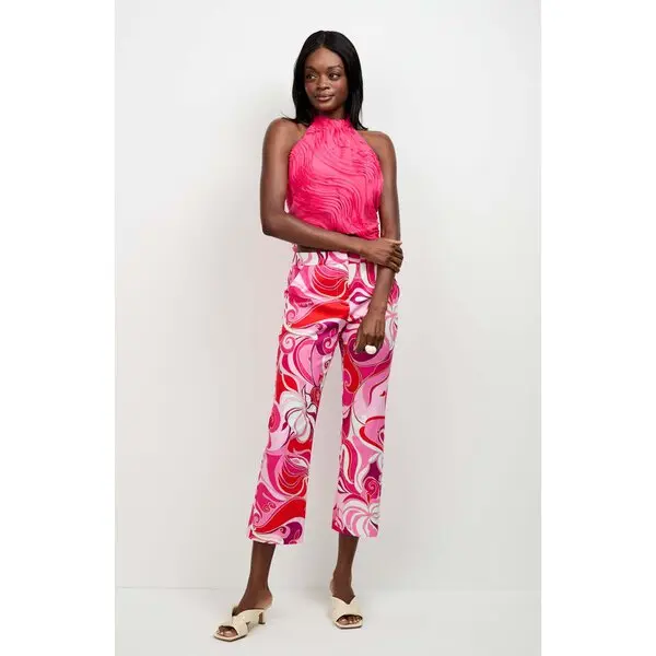 Trina Turk Printed Stretch Cotton Lulu Pant - Darsena
