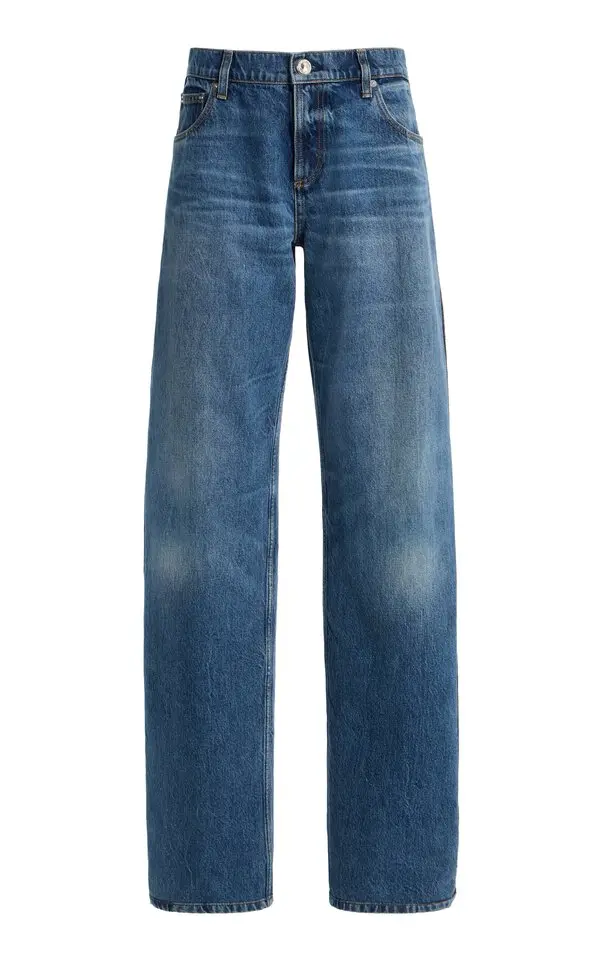 Brandon Maxwell The Lana Pleated Denim Wide-leg Jeans