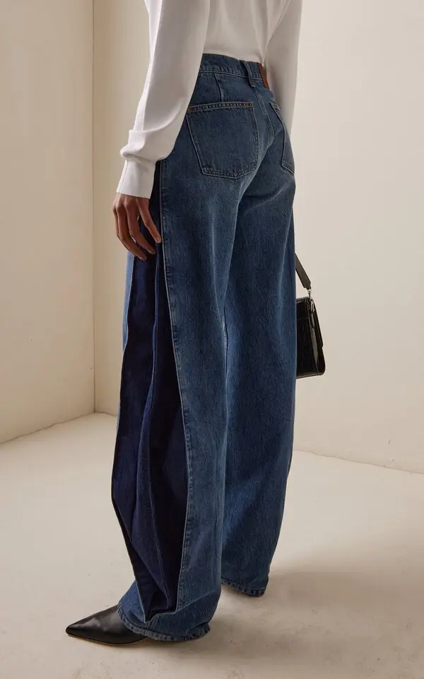 Brandon Maxwell The Lana Pleated Denim Wide-leg Jeans
