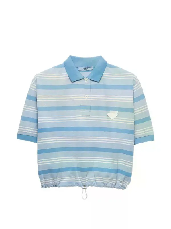Prada Striped Print Piqué Polo Shirt - Blue