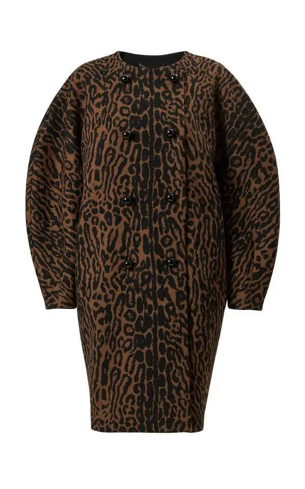 Carolina Herrera Leopard Jacquard Cocoon Coat