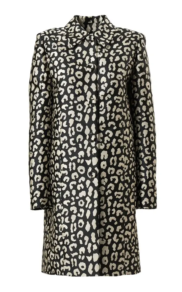 Carolina Herrera Leopard Spot Jacquard Coat
