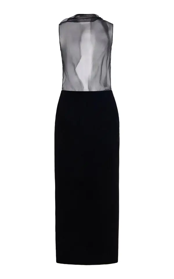 Brandon Maxwell Delphine Sheer Organza Maxi Dress - Black