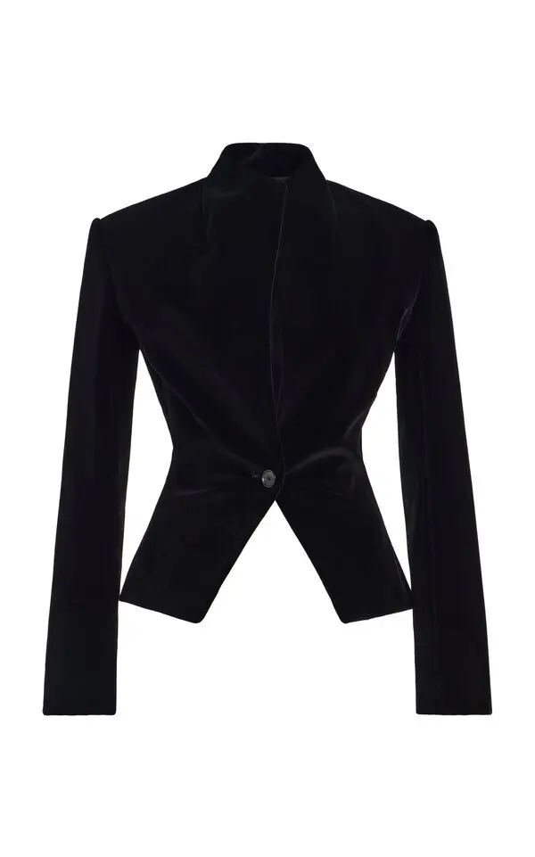 Brandon Maxwell Alora Single-breasted Bonded Velvet Jacket - Black