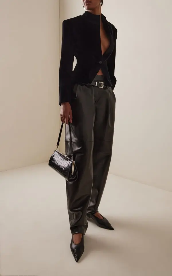Brandon Maxwell Alora Single-breasted Bonded Velvet Jacket