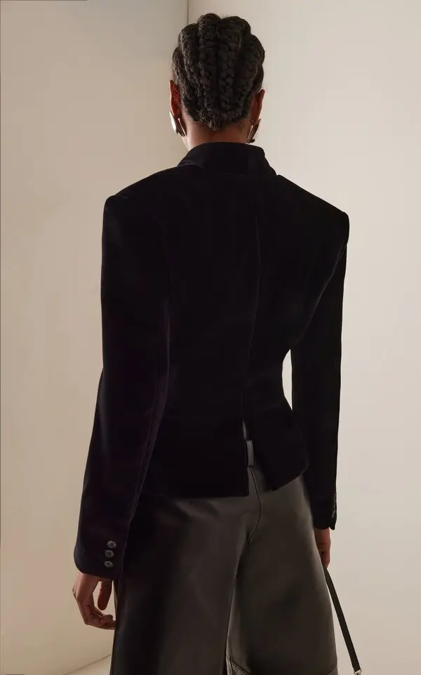 Brandon Maxwell Alora Single-breasted Bonded Velvet Jacket